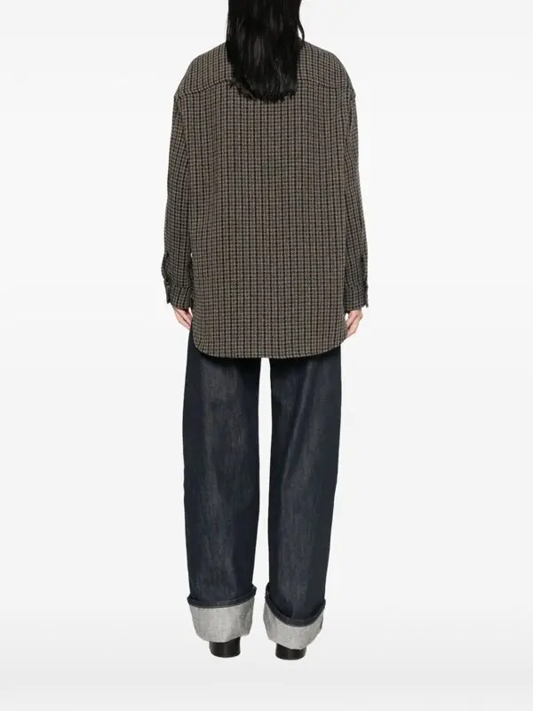 Closed Houndstooth Wool Shirt Jacket - Green