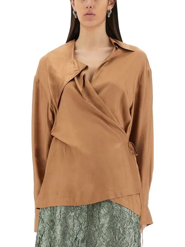 Dries Van Noten Asymmetrical Wrap Shirt - Nude