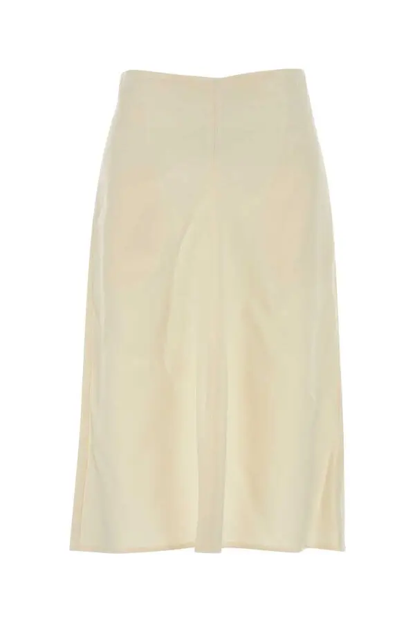 Bottega Veneta Cream Satin Wool-blend Lined Skirt - Yellow