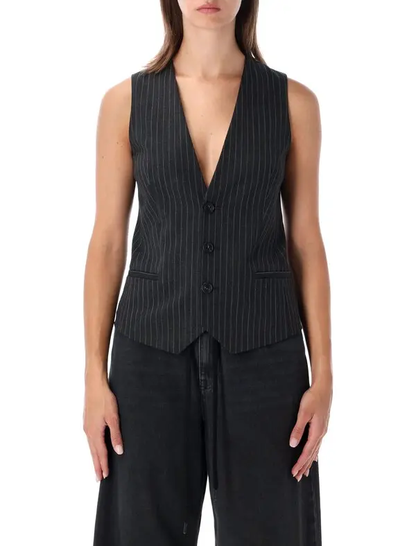 MAISON MARGIELA Tailored Pinstripe Vest - Grey Black
