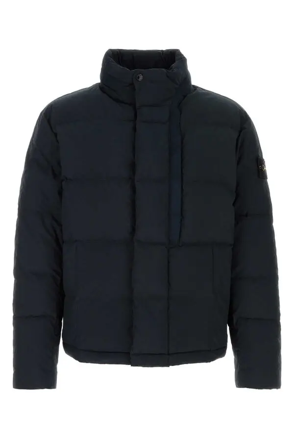 Stone Island Quilted Hooded Down Jacket - Blue