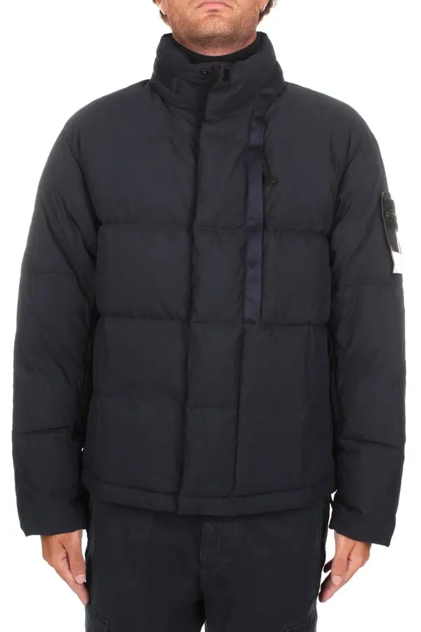 Stone Island Quilted Hooded Down Jacket - Blue