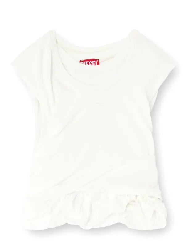 DIESEL® Double-layer Mini Tank Top With Ribbed Stretch And Embroidered Logo - Bianco