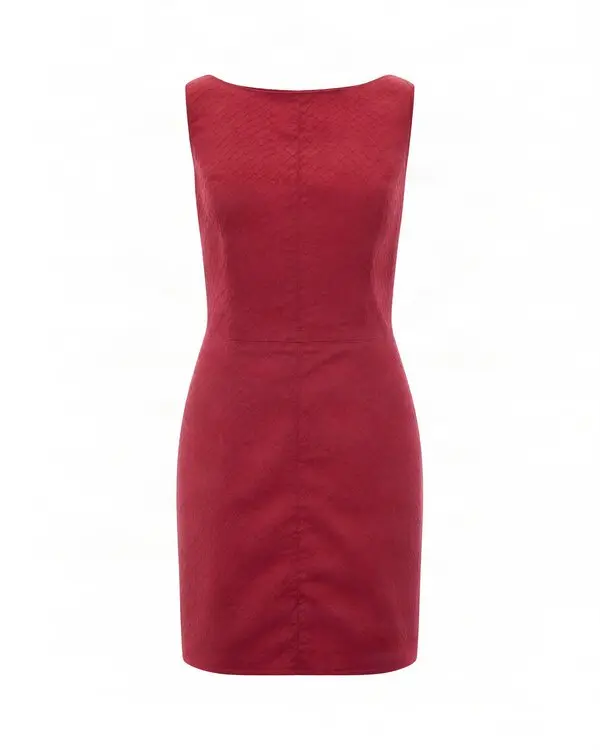 Elisabetta Franchi Sleeveless Fitted Sheath Dress With Textured Finish - Red Passion