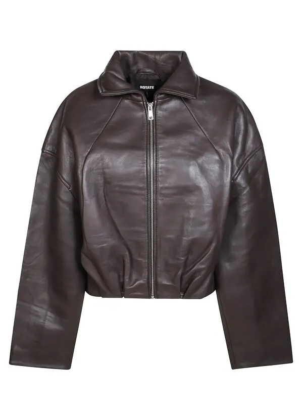 ROTATE BY BIRGER CHRISTENSEN Bonded Leather And Fur Trimmed Jacket - Marrone