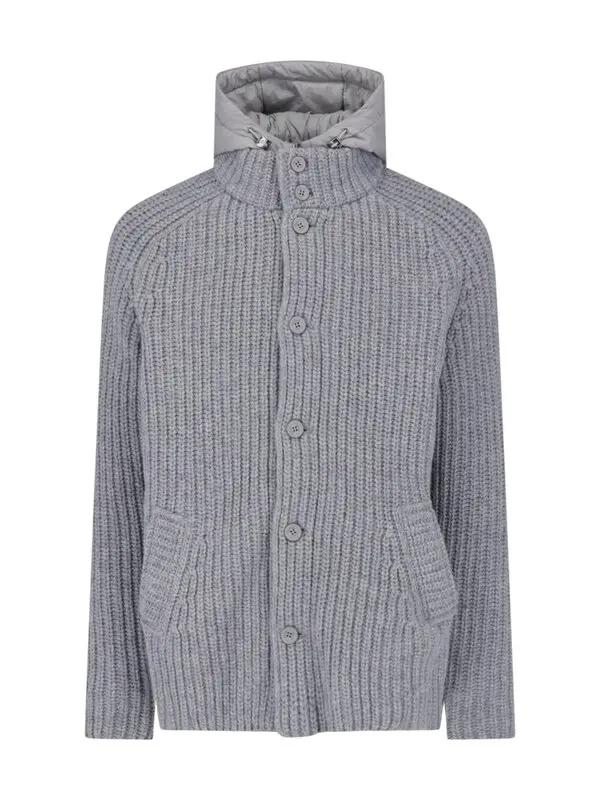 Herno Hooded Knit Cardigan Jacket - Grey