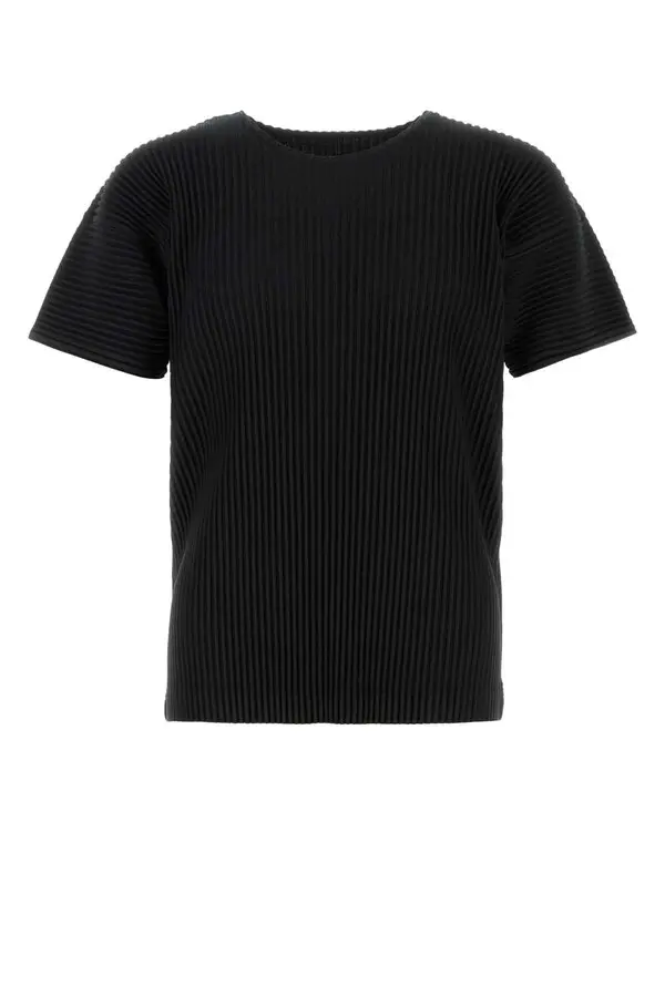 Issey Miyake Pleated Knit Top - Black