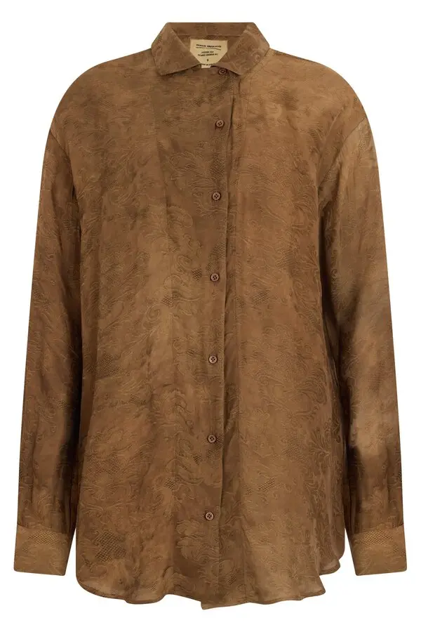 UMA WANG Paisley Print Button-front Collared Shirt - Camel