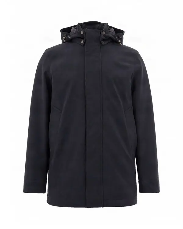 Woolrich Hooded Mid-length Parka Coat - Melton Blue