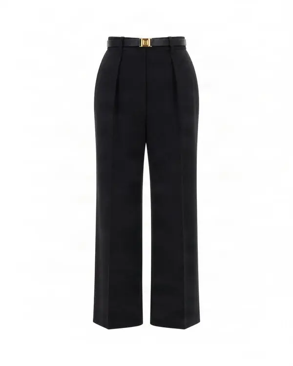 Elisabetta Franchi High-waist Wide-leg Trousers With Belt - Nero