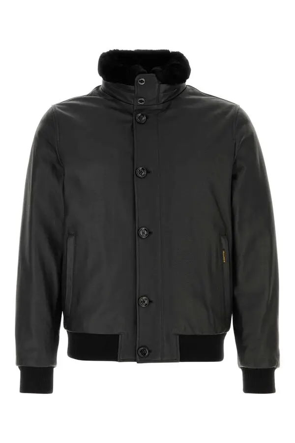 MOORER Leather Bomber Jacket With Nylon Lining
