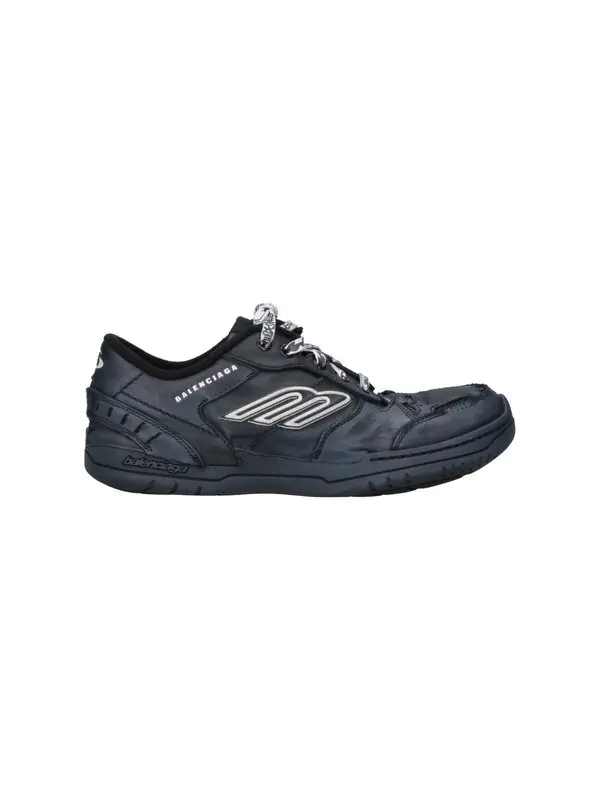 Balenciaga Low-top Leather Lace-up Sneakers - Black