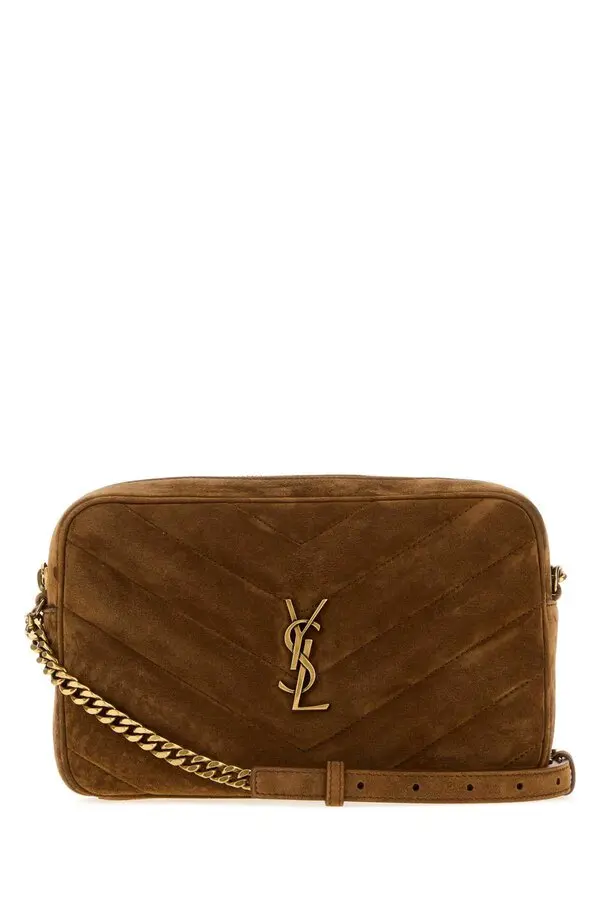 Saint Laurent 23 Cm Suede Loulou Mini Crossbody Handbag - Camel