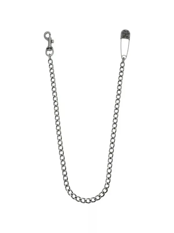 KAMIYA Tone Brass Curb Link Chain Wallet Chain With Safety Pin Fastening - Silver