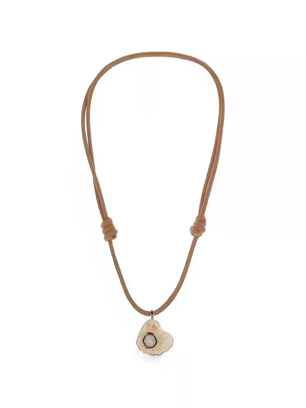DEZSO Diamond And Shell Necklace - Neutrals