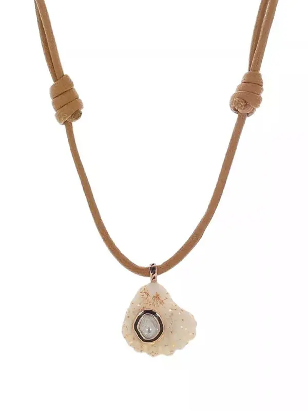 DEZSO Diamond And Shell Pendant Necklace - Neutrals