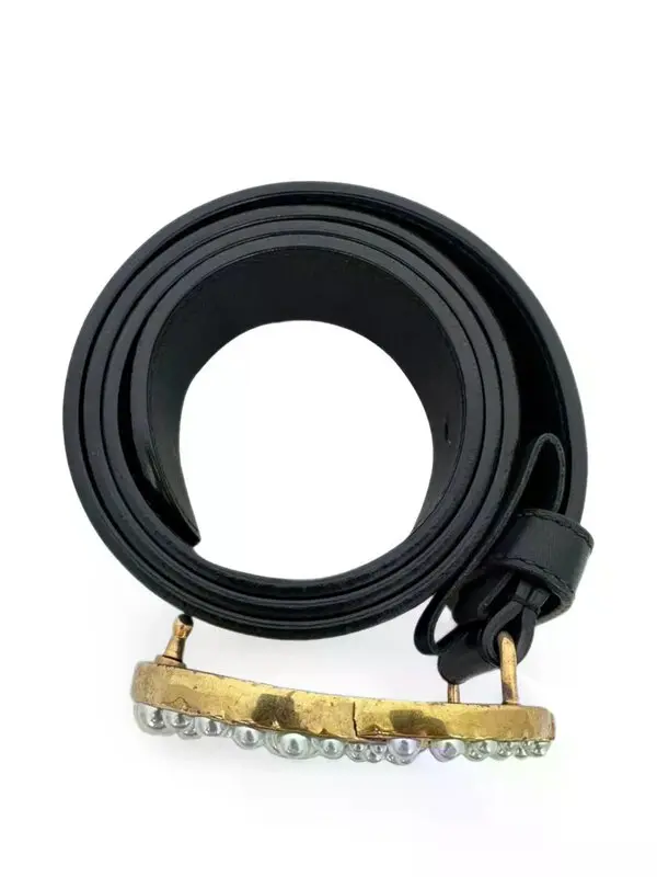 Gucci 2010s Gg Marmont Faux-pearl Belt - Black
