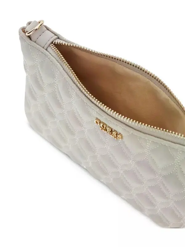 Guess Maxine Quilted Clutch Bag With Detachable Chain Strap - Neutrals