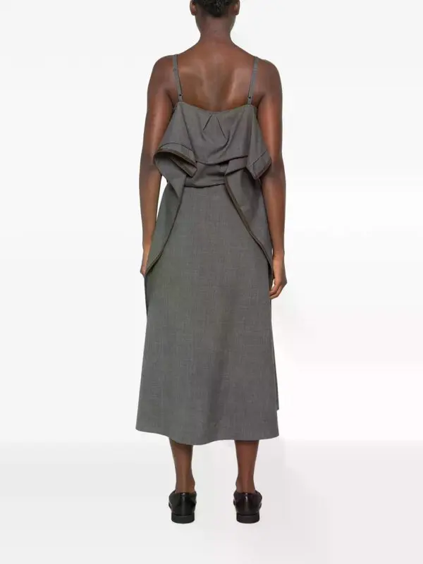 Sacai Layered Detail Sleeveless Midi Dress - Grey