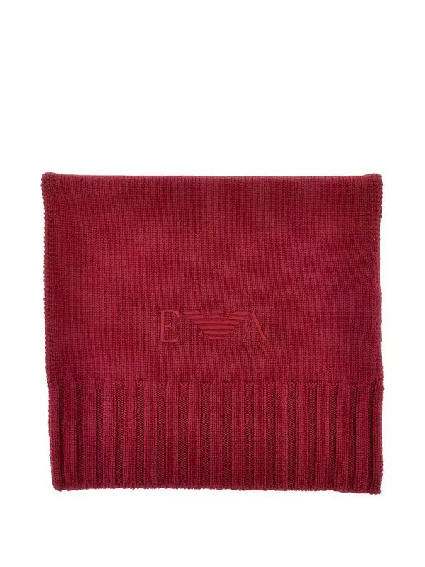 Emporio Armani Logo-embroidered Ribbed-knit Scarf - Red