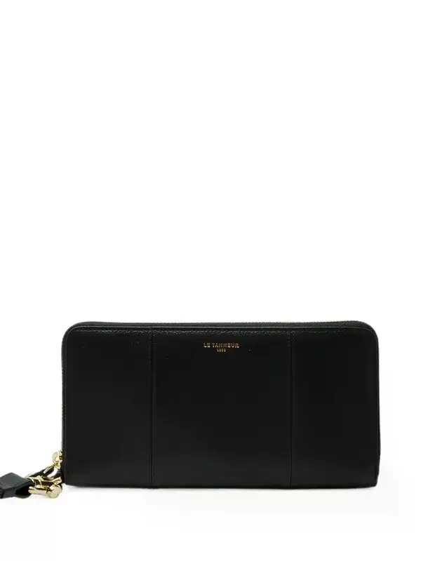 LE TANNEUR Logo-print Pebbled-leather Clutch Bag - Black