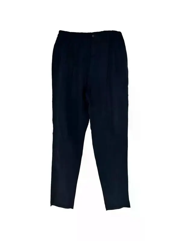 Giorgio Armani Navy Pleated Straight Leg Trousers - Blue