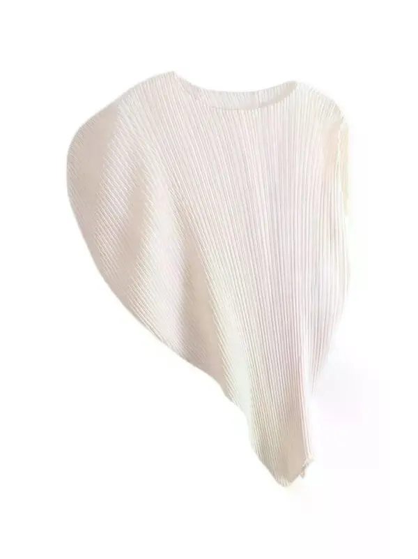 Issey Miyake Asymmetric Plissé Effect Top - Neutrals