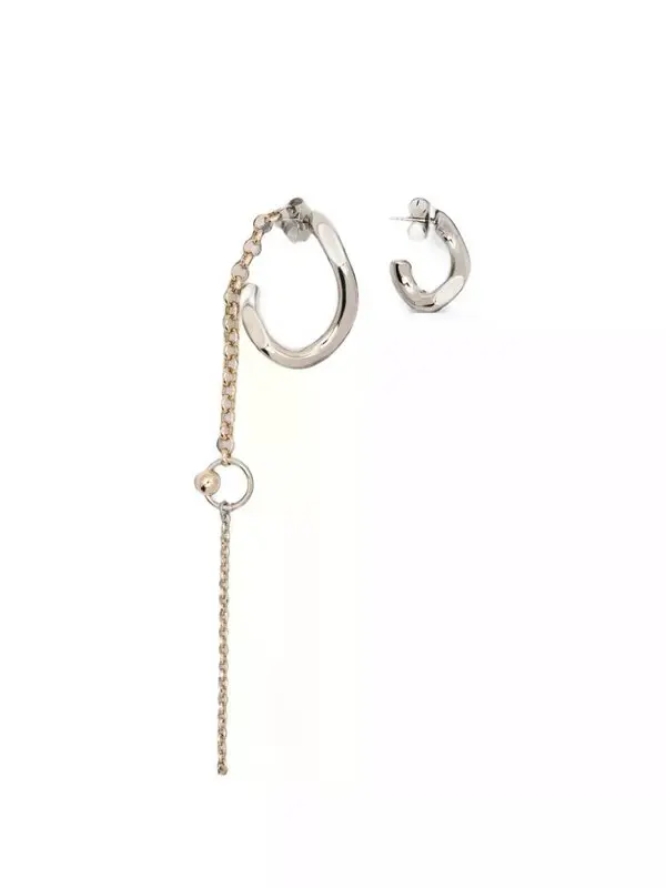 JUSTINE CLENQUET Graci Asymmetric Chain-link Earrings - Silver