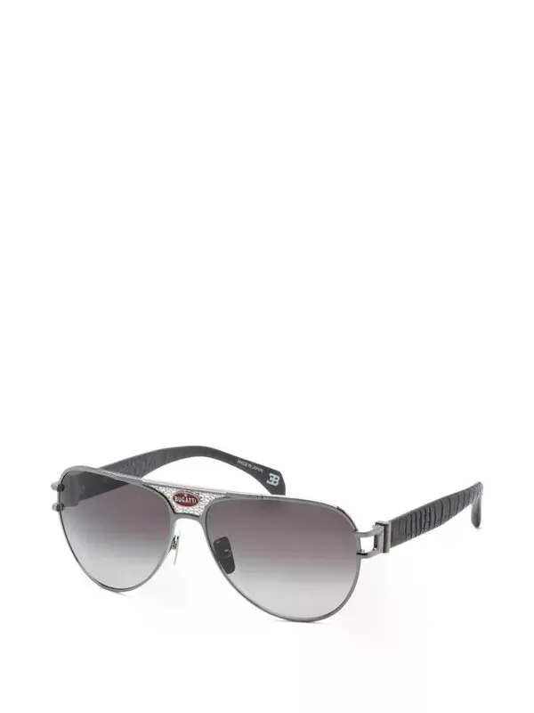 BUGATTI Aviator Sunglasses With Croc-effect Detailing - Grey