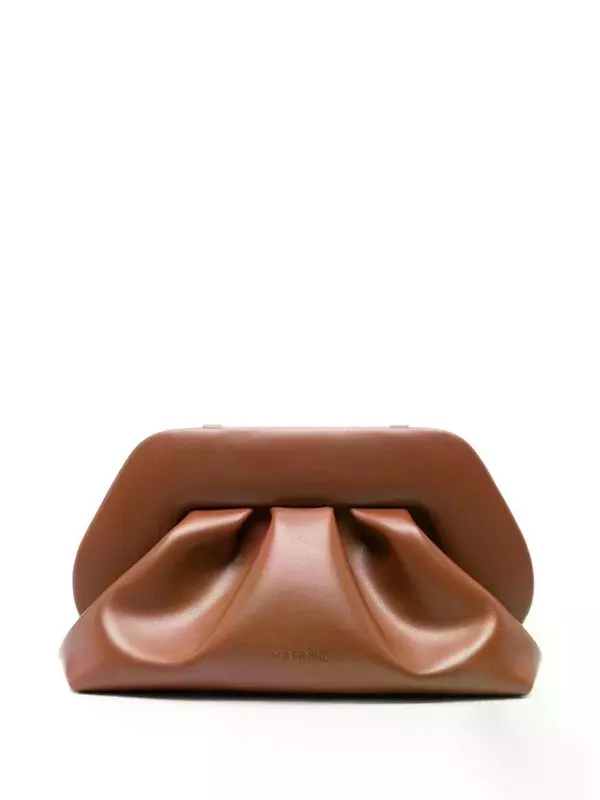 THEMOIRE Bios Ruched Clutch Bag - Brown