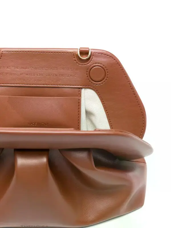 THEMOIRE Bios Ruched Clutch Bag - Brown