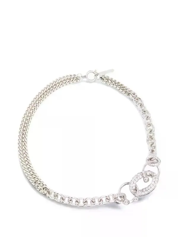 JUSTINE CLENQUET Phoebe Crystal-embellished Necklace - Silver