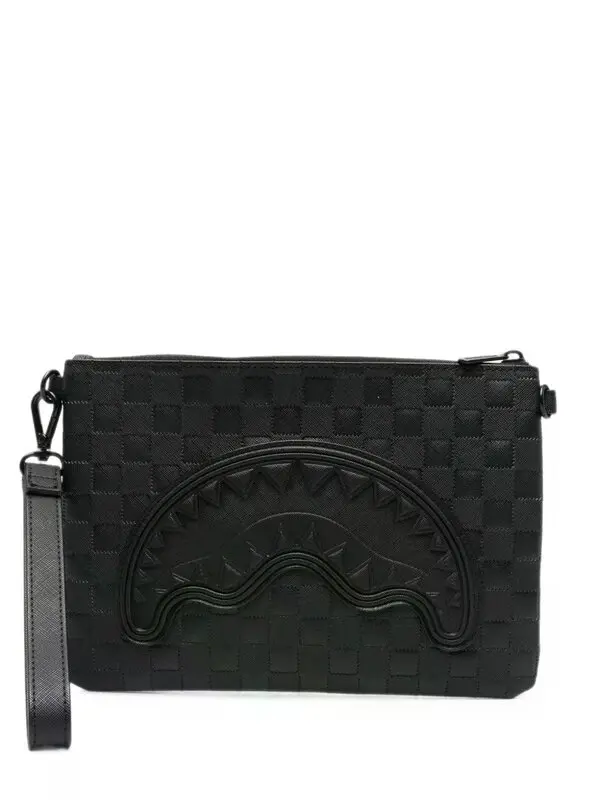 SPRAYGROUND Shark Mouth Checkered Clutch Bag - Black