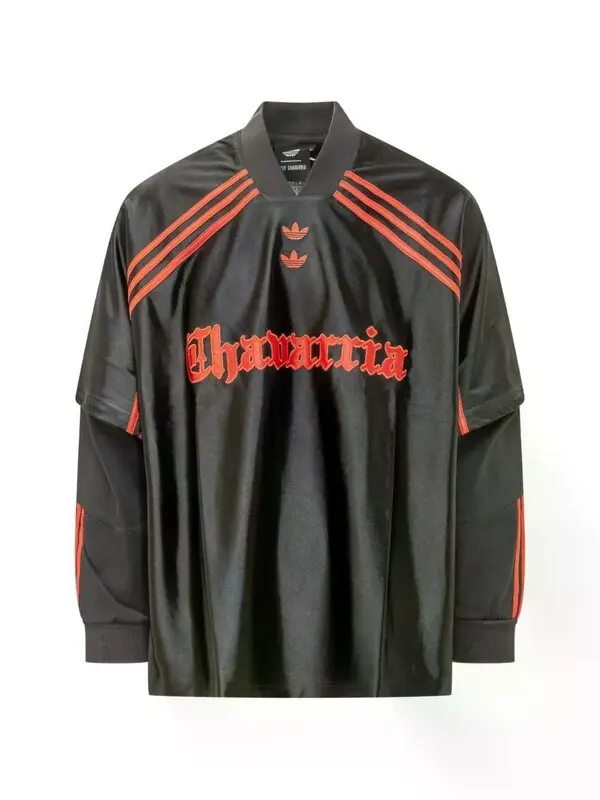 Adidas Layered-sleeve Logo-embroidered Sweatshirt - Black