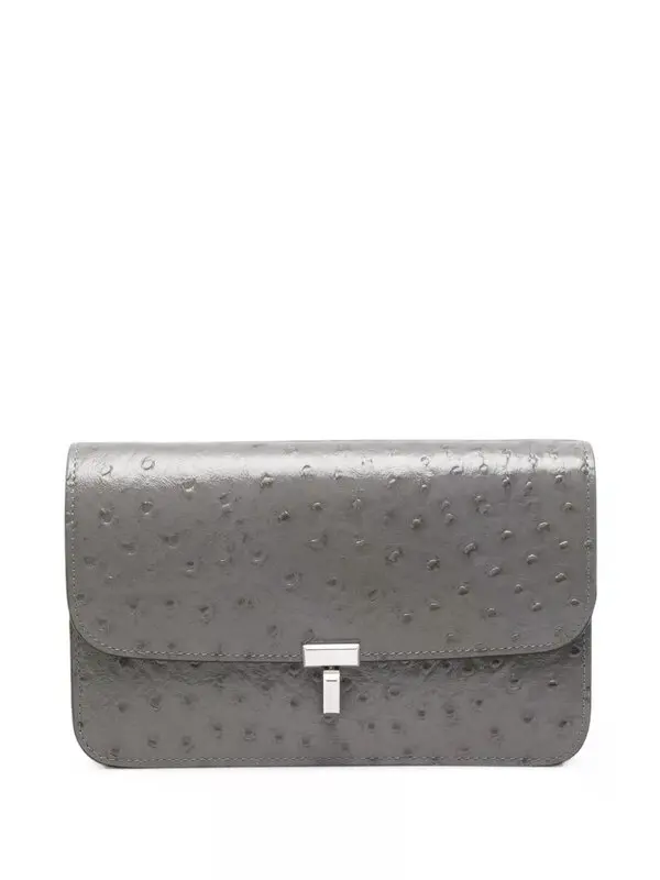 TOTEME T-lock Ostrich-effect Crossbody Bag - Grey