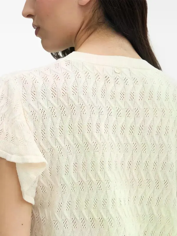 MOS MOSH Mmganna-pattern Pointelle-knit Ruffled Knitted Top