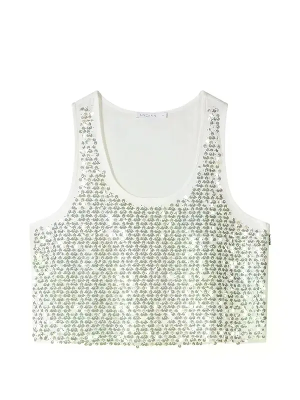 Patrizia Pepe Sequin-embellished Cropped Top - White