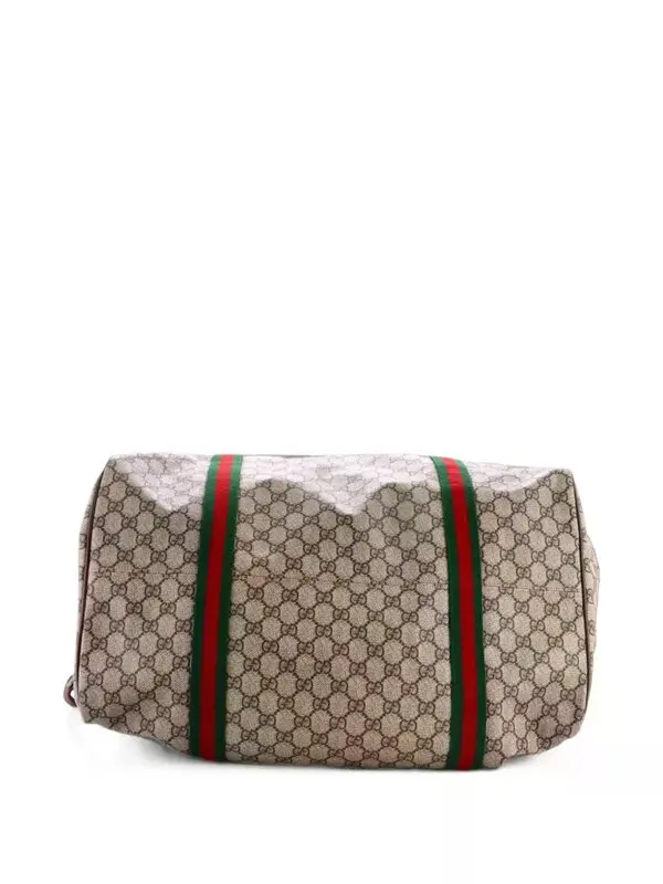Gucci Web Convertible Duffle Bag Gg Coated Canvas Medium Travel Bag