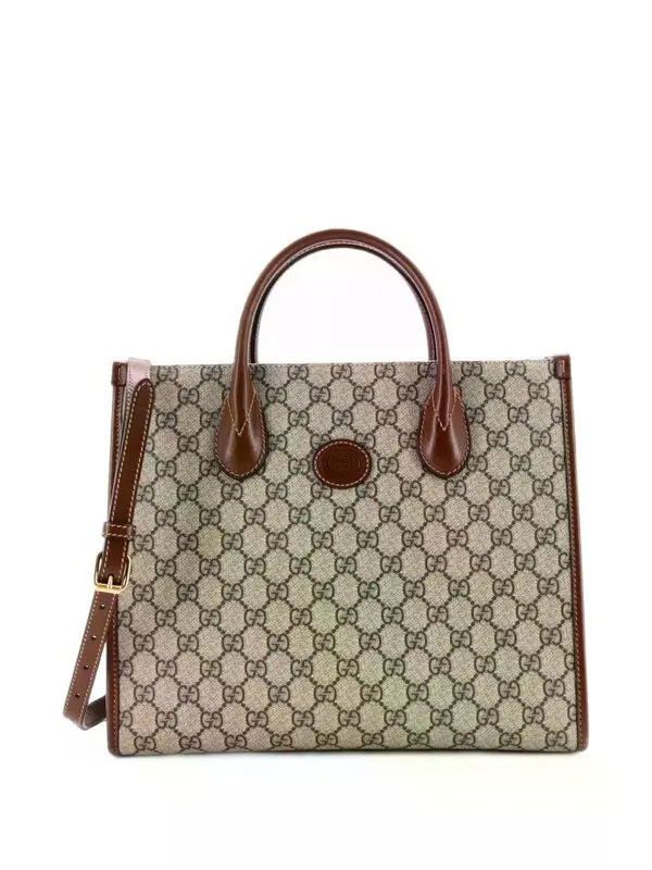 Gucci Interlocking G Tote Gg Coated Canvas And Leather Small Satchel