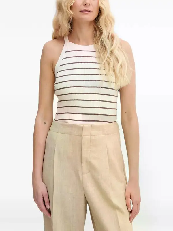 MOS MOSH Mmimanja Caliz Striped Ribbed Top - White