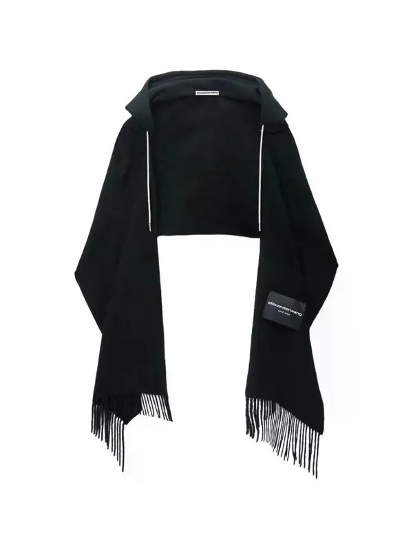 Alexander Wang Hoodie Scarf With Rhinestone Drawcord