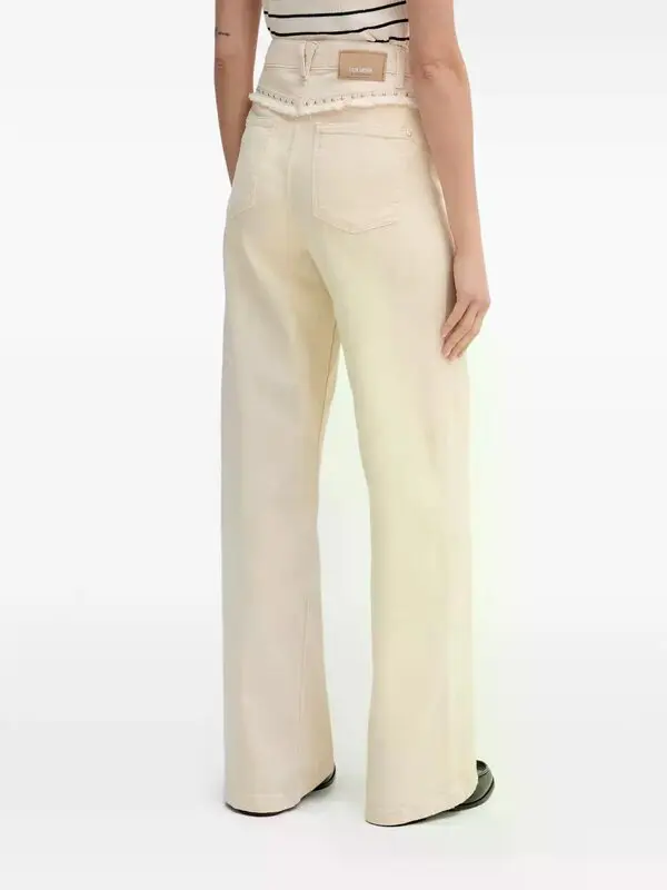 MOS MOSH Colette Stud-embellished Frayed-edge Jeans - Neutrals