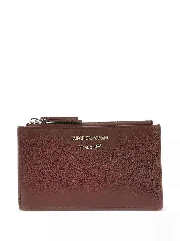 Emporio Armani Pebbled-leather Cardholder - Red