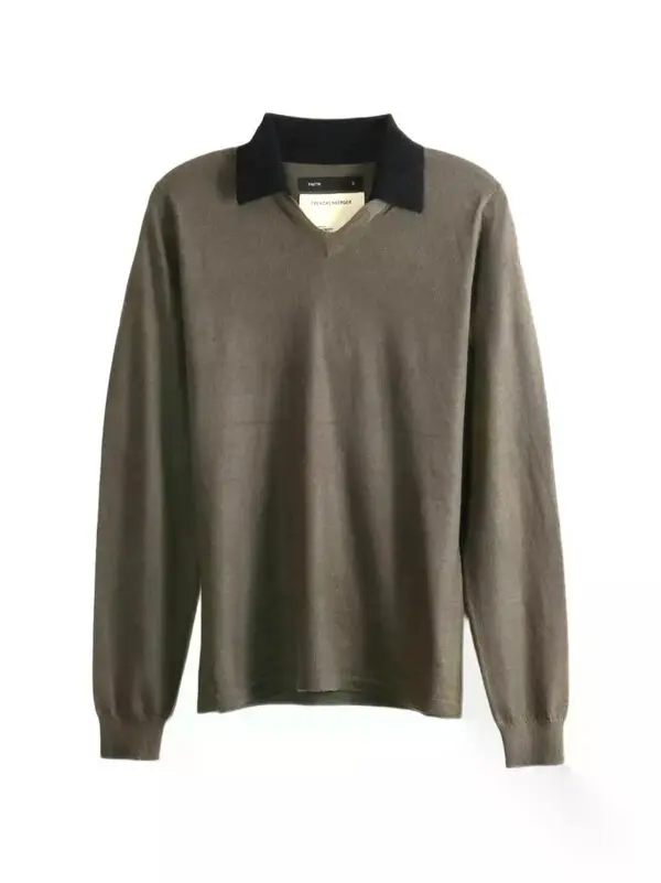 Frenckenberger Contrast-collar V-neck Sweater