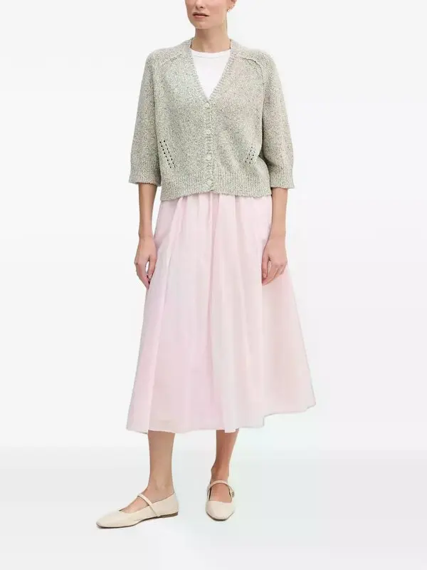 MOS MOSH Lizet Pointelle-knit Button-up Cardigan - Green
