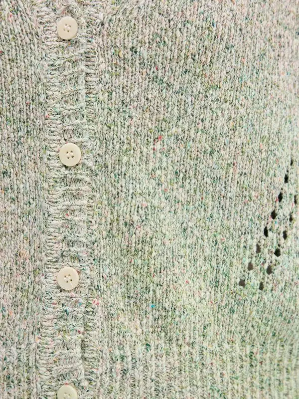 MOS MOSH Lizet Pointelle-knit Button-up Cardigan