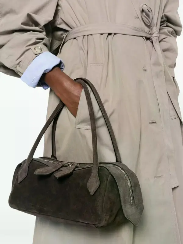 MINOBOSSI Zip-up Suede Shoulder Bag