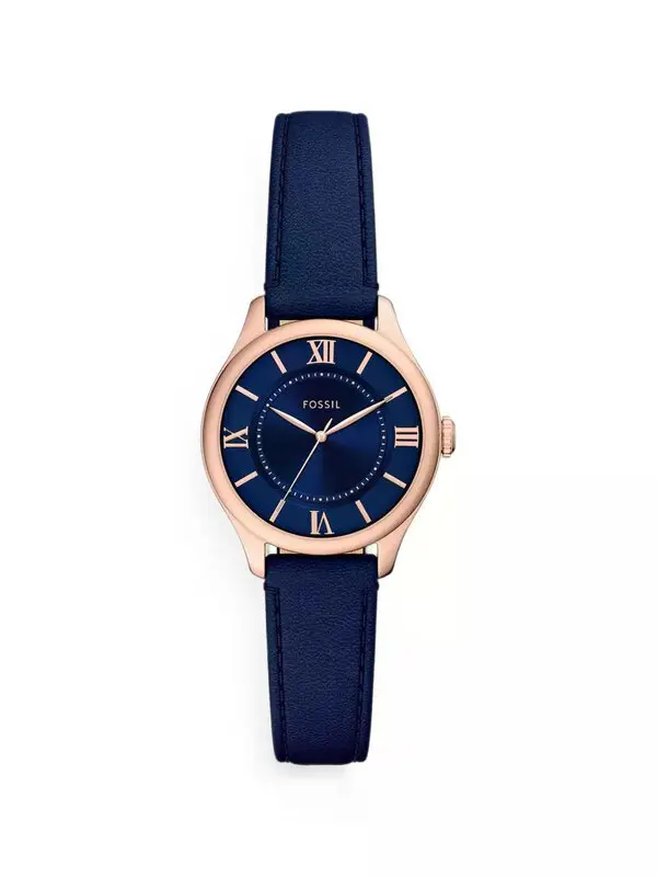 Fossil Gilmore 28mm Watch With Dial And Leather Strap - Blue