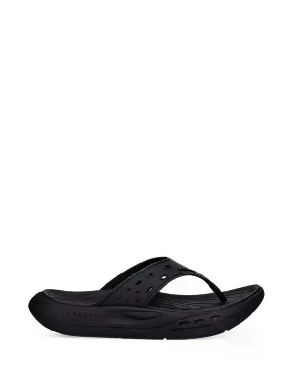 Oakley Studio Perforated Logo-embossed Flip-flops - Black