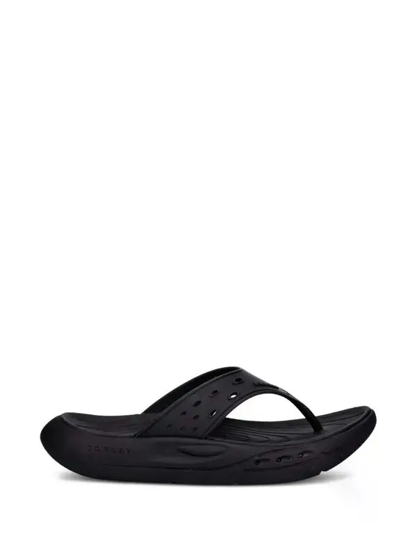 Oakley Logo-embossed Perforated Flip-flops - Black